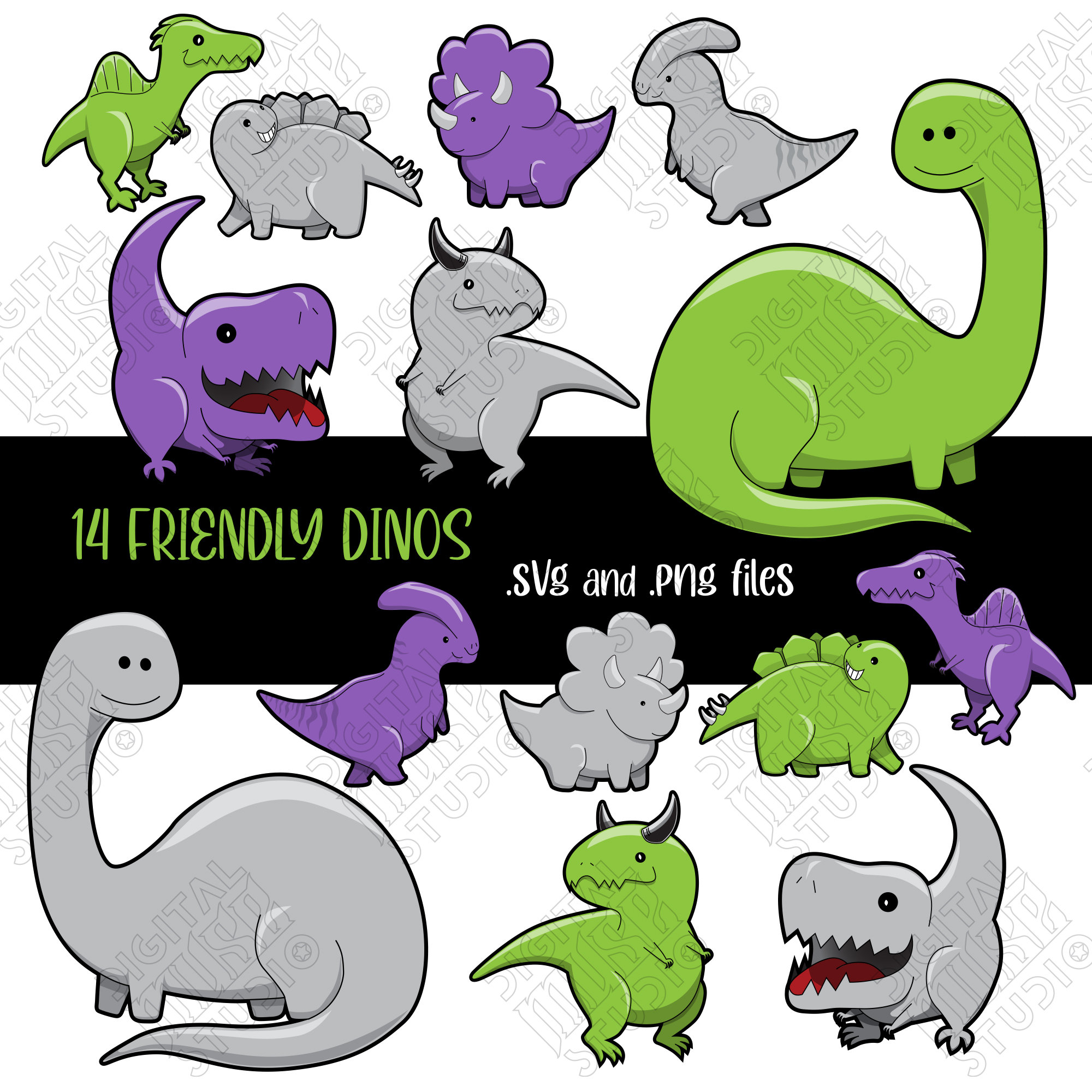 Dinosaur Clipart, Dino Clipart, Kids Clipart, Vector, Instant Download ...