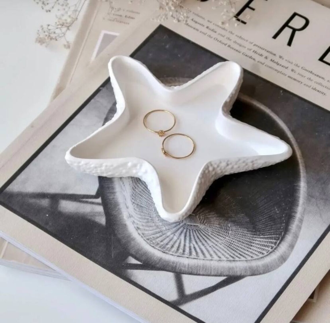 Modern Decorative Concrete Starfish Tray Unique Starfish Shaped Jewelry ...