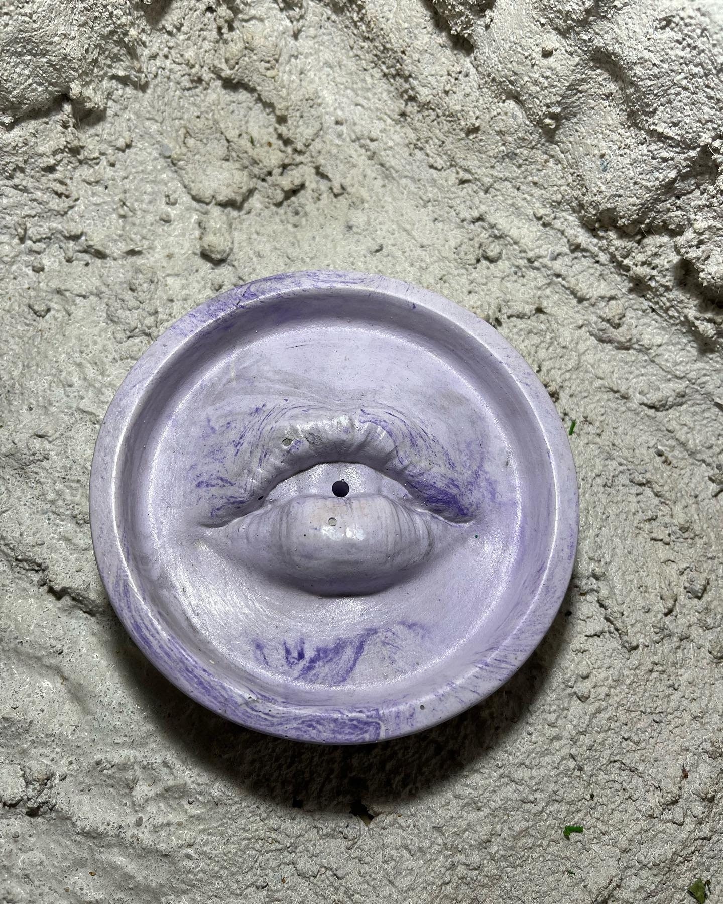 White Incense Plate Lip Shaped İncense Holder Natural Concrete Casting ...