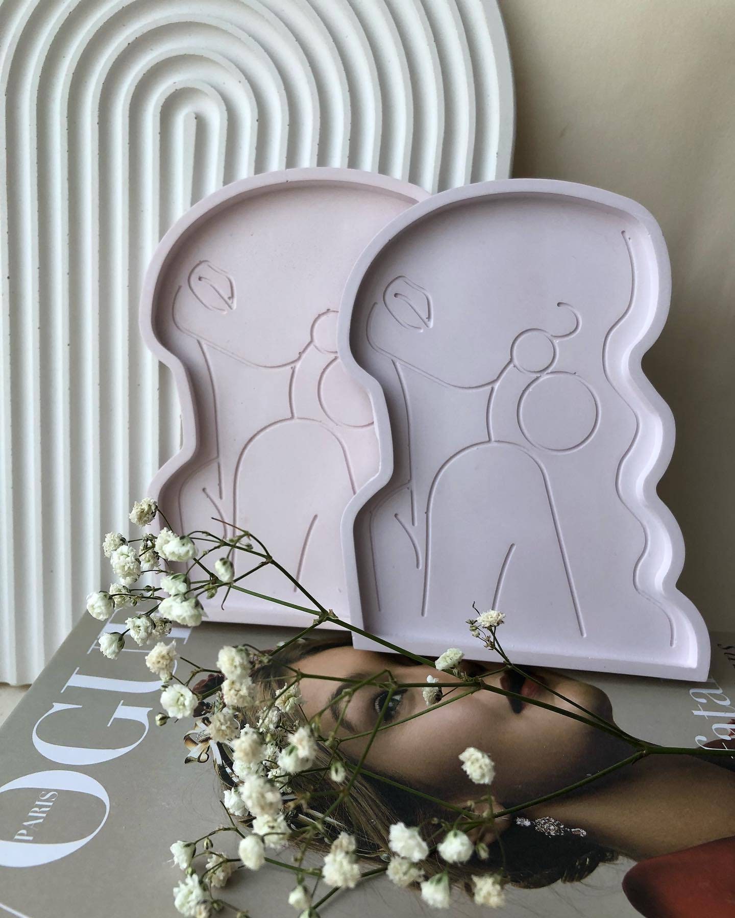 GIRL Tray Concrete Dish Female Plate Tray Plate Women Shaped Coaster ...