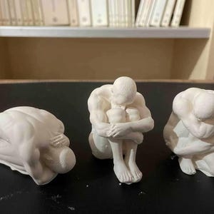 3pc of Thinker Man Sculpture Minimalist Handmade Statue Realistic Art ...