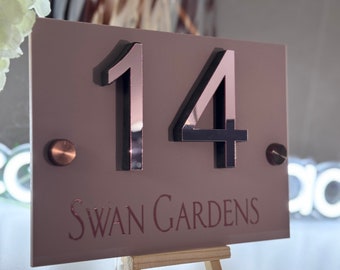 Acrylic Duckegg Blue Address Sign/a5 Door Number Plaque/ Modern Address ...