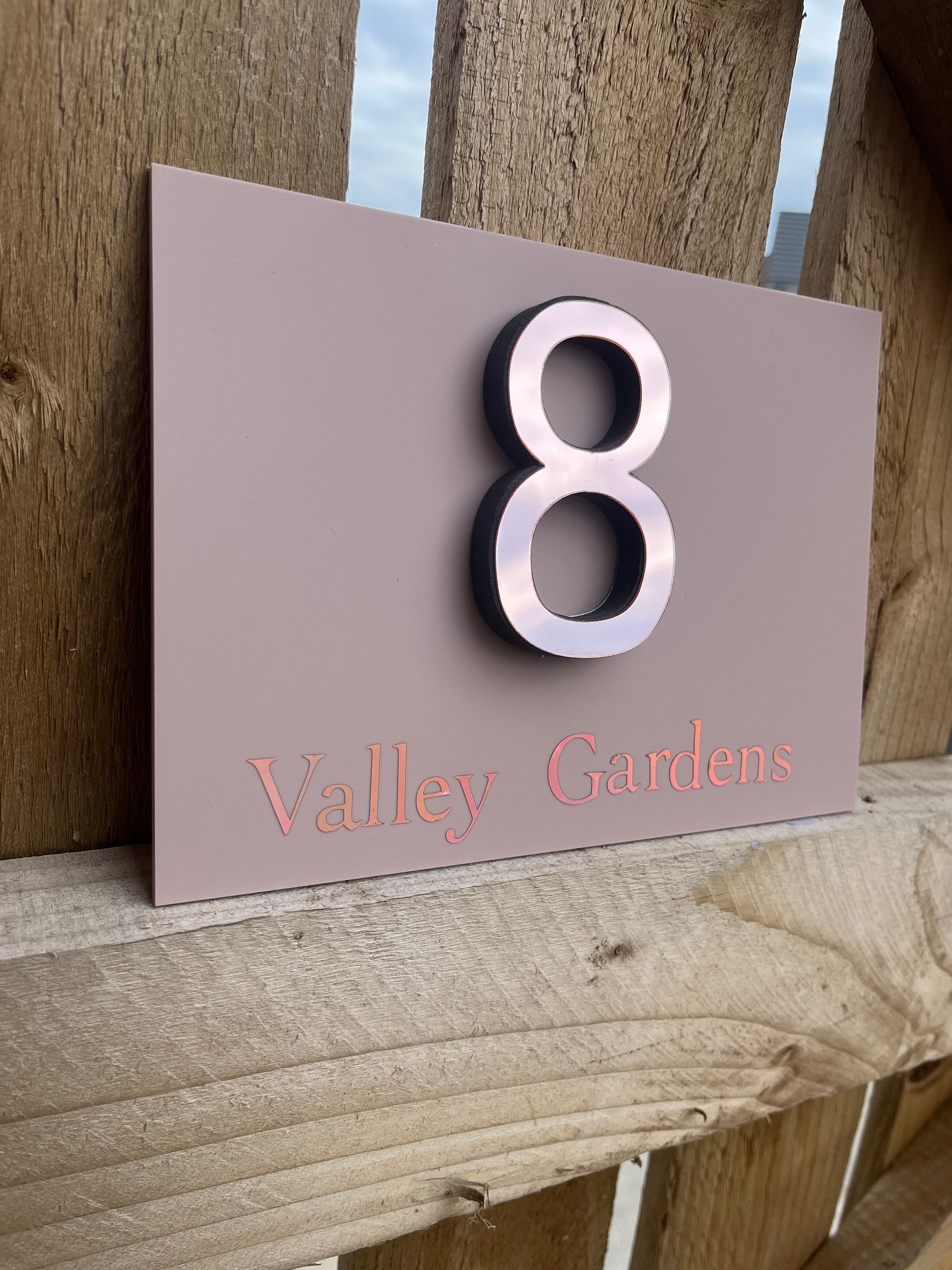 Acrylic Dusty Pink Address Sign/ A5 Door Number Plaque/ Modern Address ...