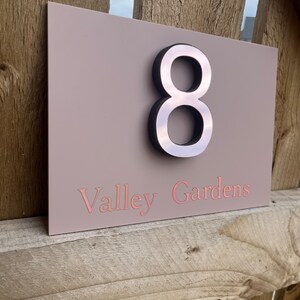 Acrylic Dusty Pink Address Sign/ A5 Door Number Plaque/ Modern Address ...