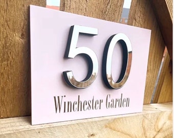 Acrylic Dusty Pink Address Sign/ A5 Door Number Plaque/ Modern Address ...