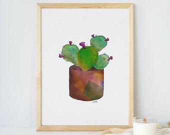 Prickly Pear Rainbow Bunch Cactus Botanical Watercolor Art Print - Etsy
