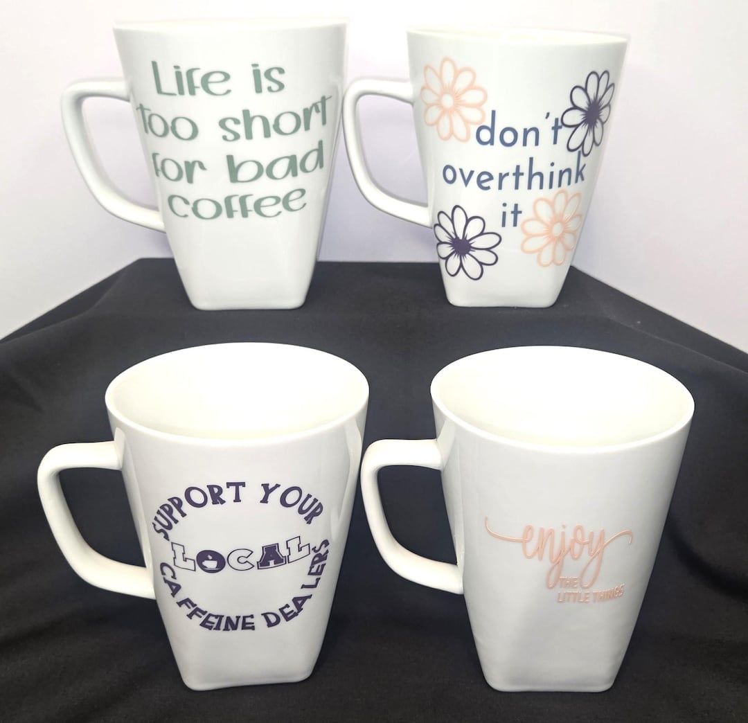 Set of 4 Inspirational Coffee Mugs 12 Oz Ceramic Cups With Motivational ...