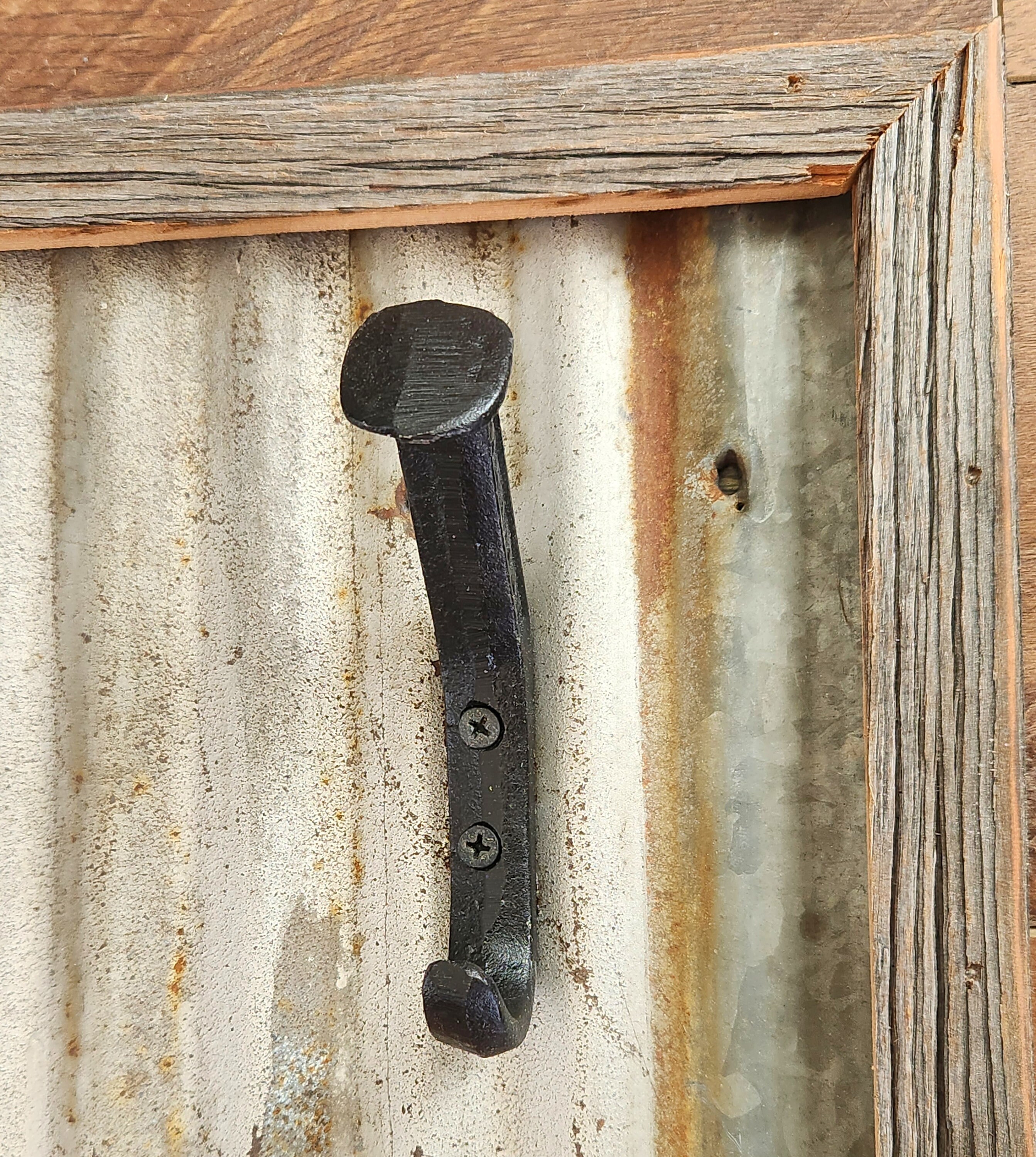 Rustic Tin and Railroad Spike Coat Hook Board 4 Hooks - Etsy