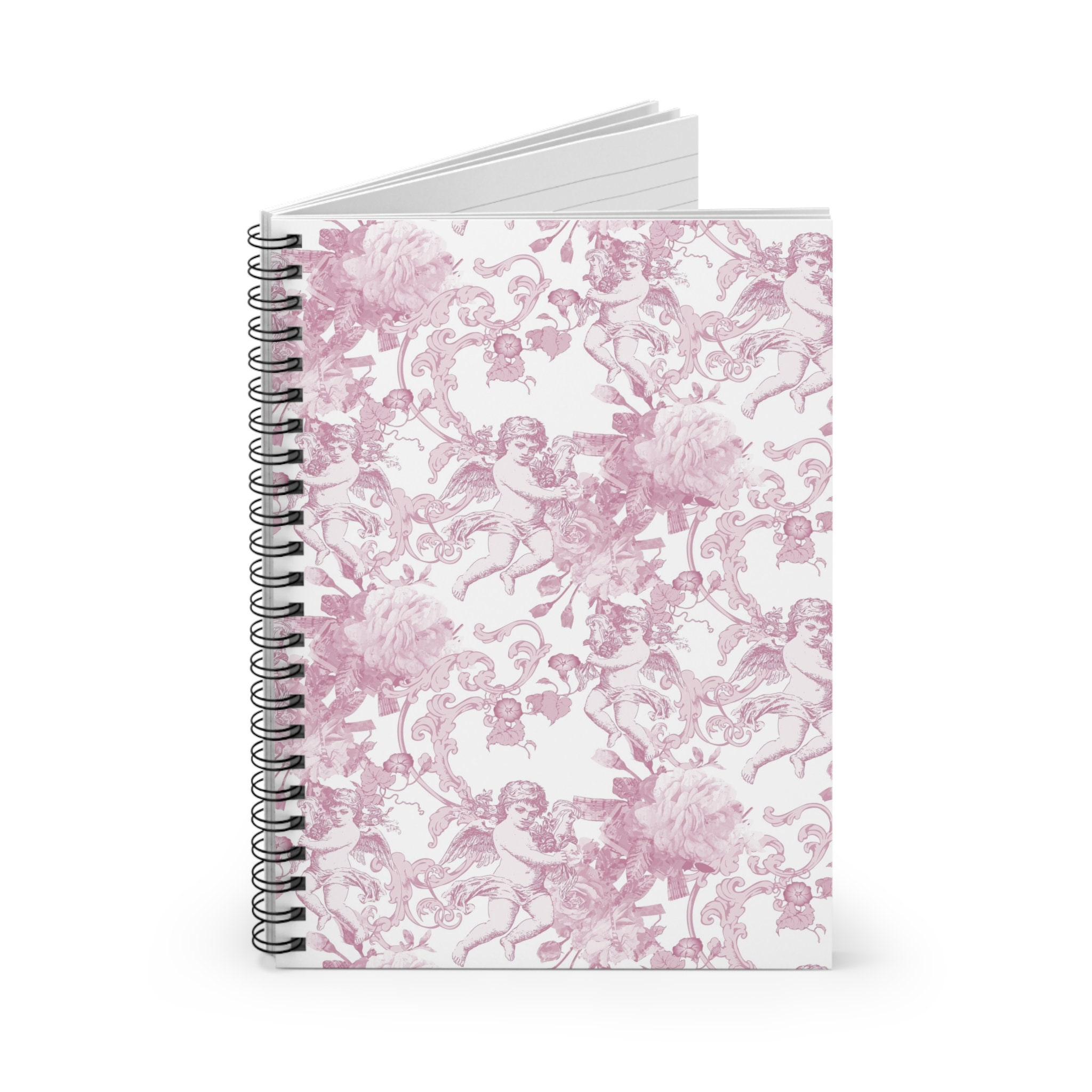 Victorian Pink Cherub Floral Spiral Notebook Ruled Line - Etsy