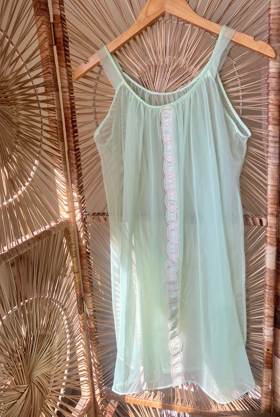 Vintage 60s SHEER BABYDOLL peignoir slip tunic dress … - Gem