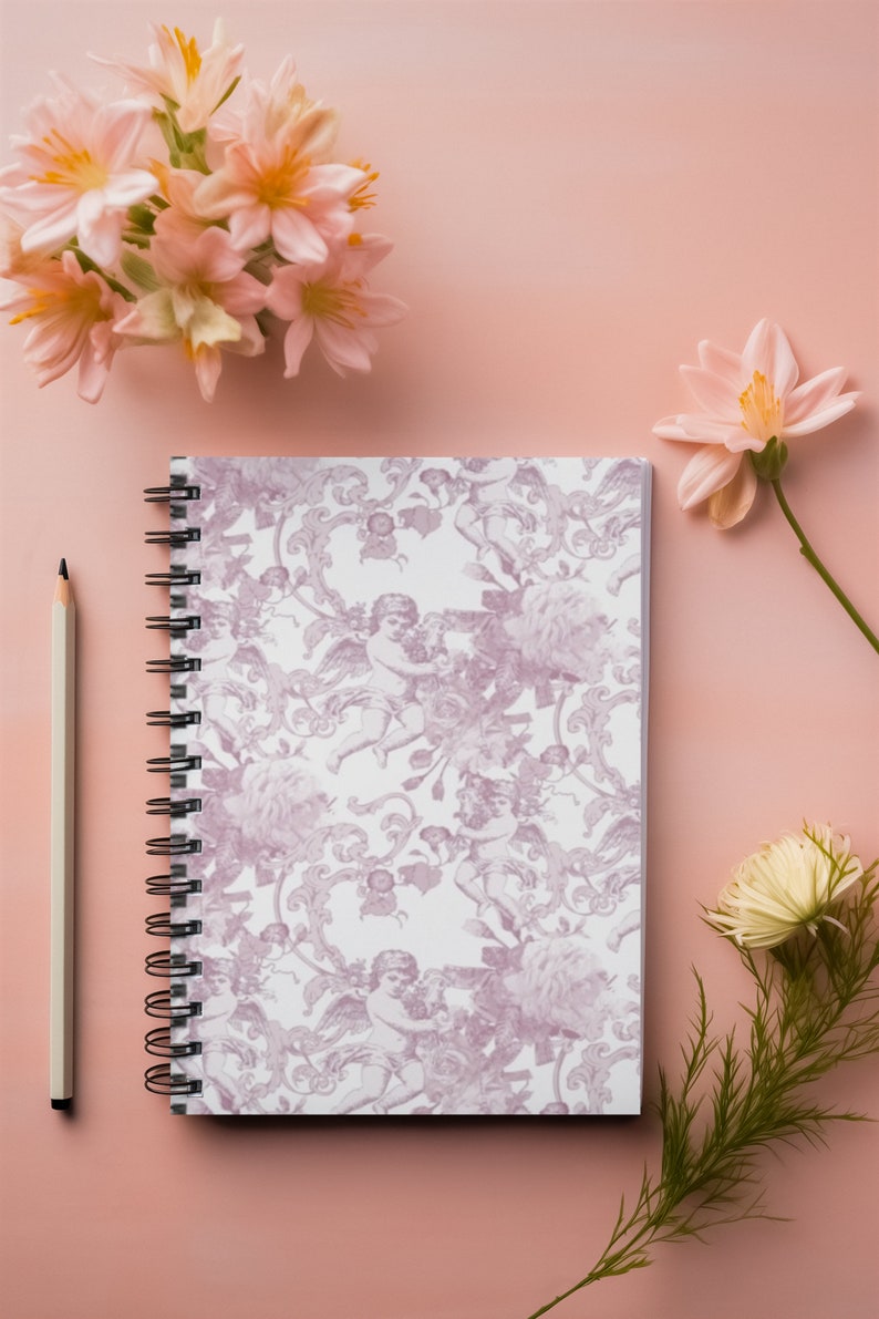 Victorian Pink Cherub Floral Spiral Notebook Ruled Line - Etsy
