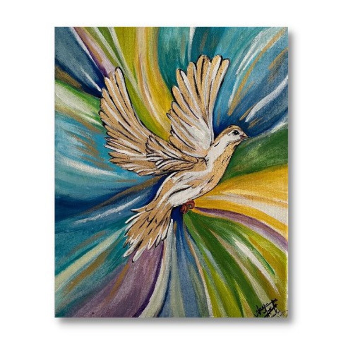 Original Bird Painting on Canvas | Acrylic Dove Painting for Wall Art ...