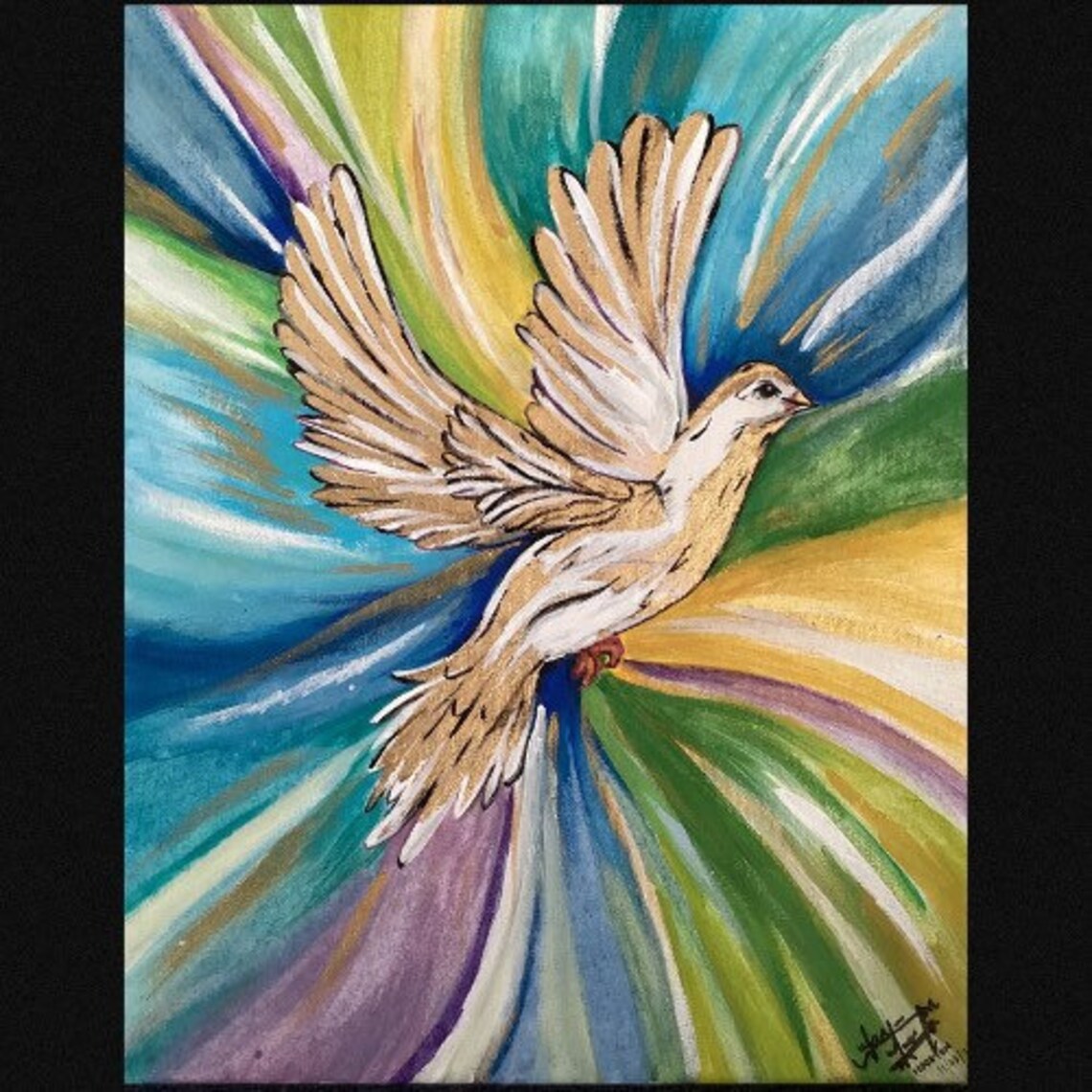 Original Bird Painting on Canvas | Acrylic Dove Painting for Wall Art ...