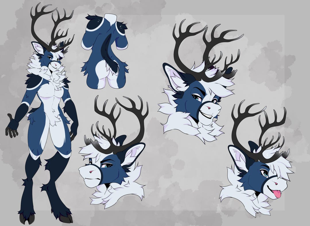 YCH Full Fursona Reference Sheet SFW/NSFW Reindeer Caribou - Etsy