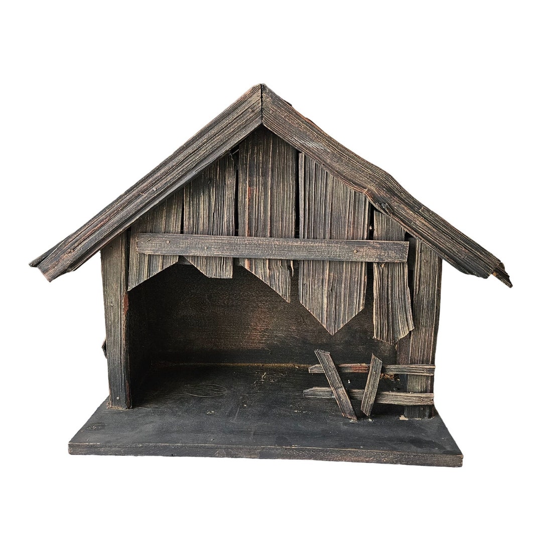 Vintage 1950's Hummel Christmas Nativity Manger Stable Lighted Barn ...