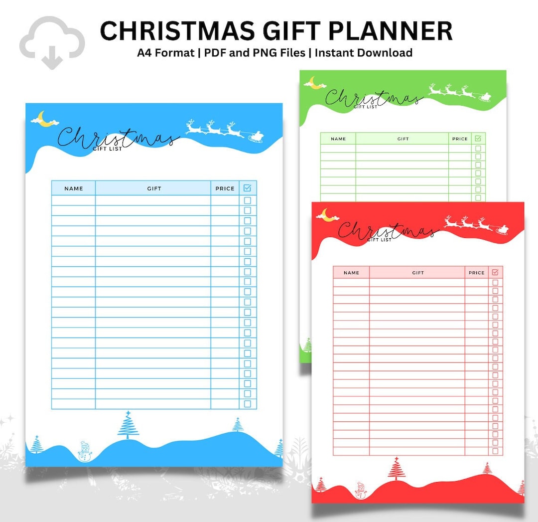 Printable Christmas Gift Planner, Christmas Gift List, Christmas ...