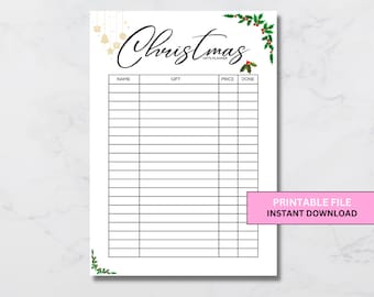 Printable Christmas Card Tracker Christmas Cards to (Instant Download ...
