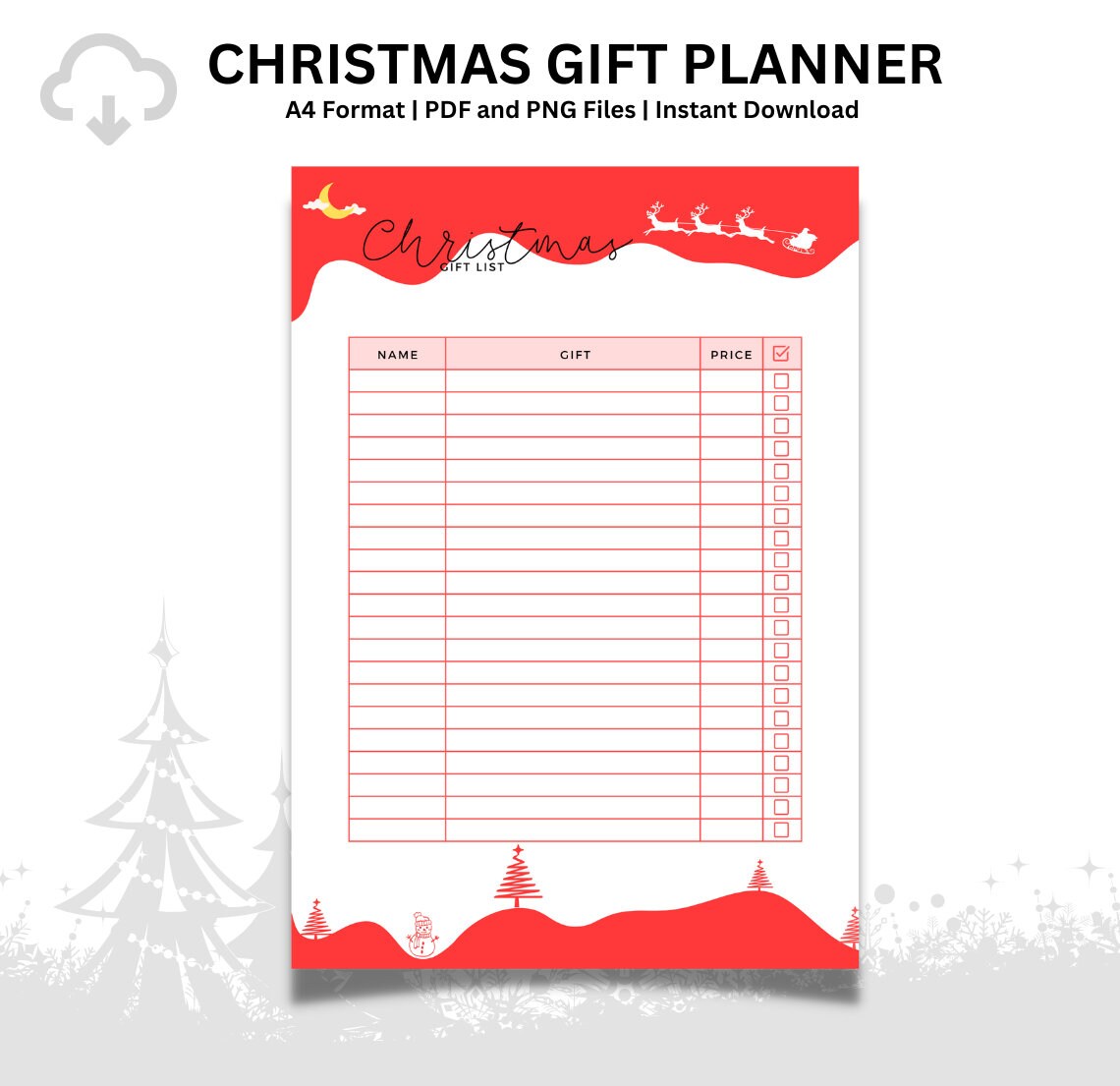Printable Christmas Gift Planner, Christmas Gift List, Christmas ...