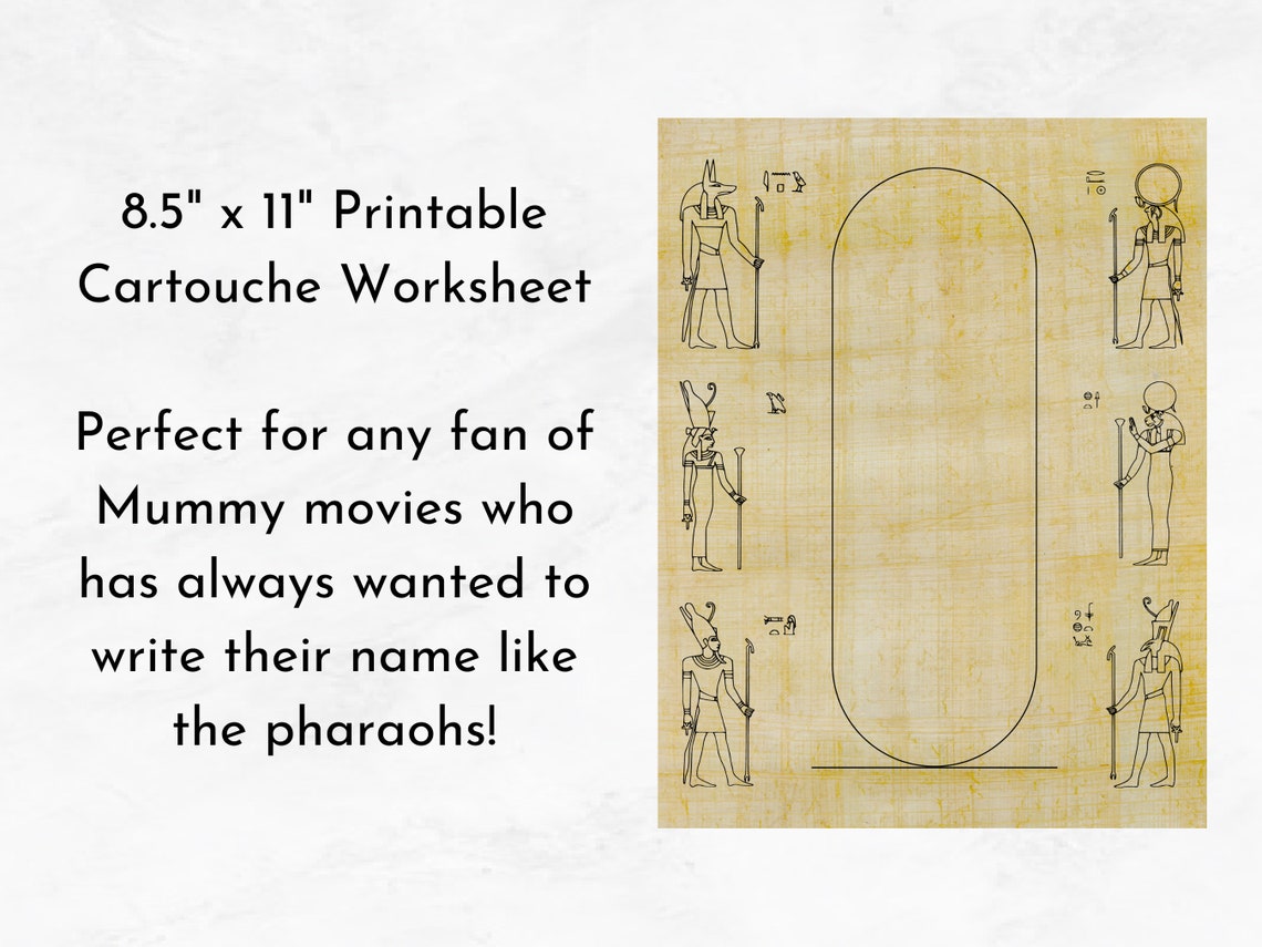 Ancient Egyptian Hieroglyphic Alphabet Cartouche Printable Worksheet ...