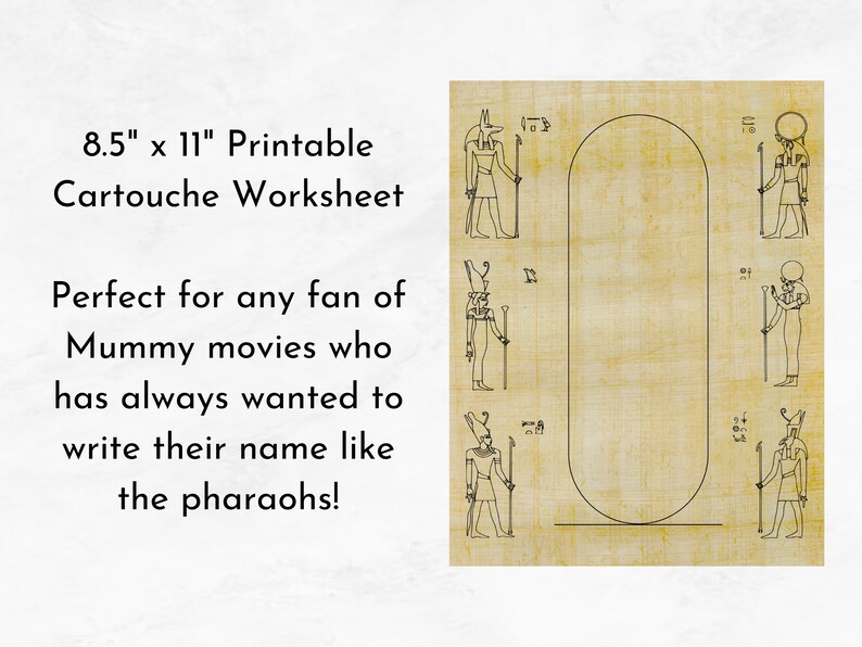 Ancient Egyptian Hieroglyphic Alphabet Cartouche Printable Worksheet ...