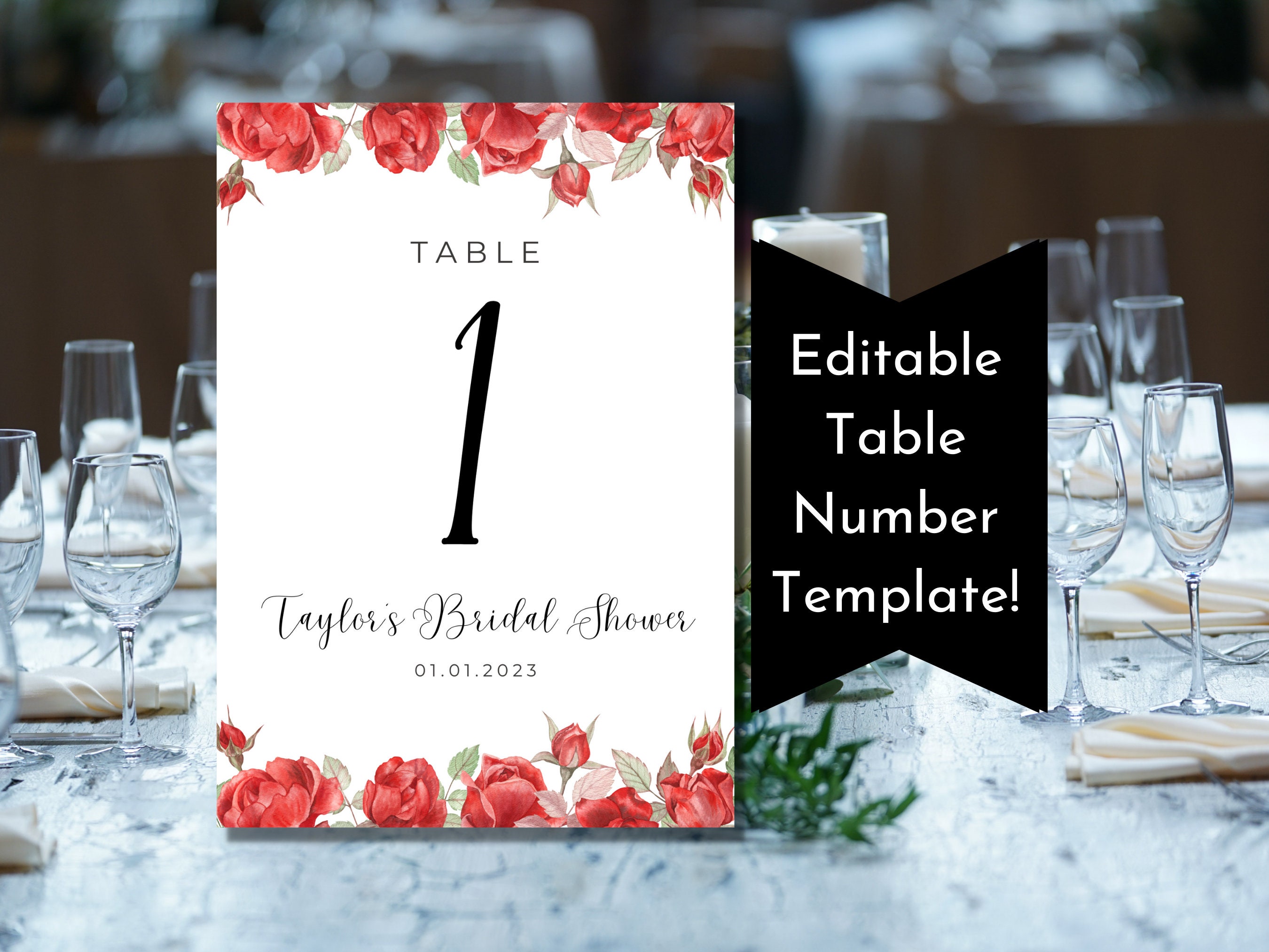 Editable Table Number, Beauty and the Beast Bridal Shower Printable ...