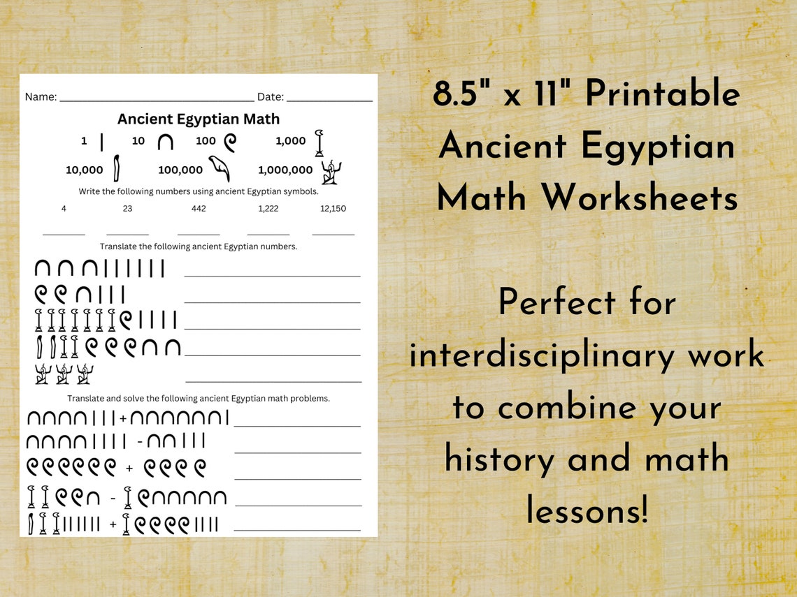 Ancient Egyptian Math Printable Worksheet | Kids Ancient Egypt School ...