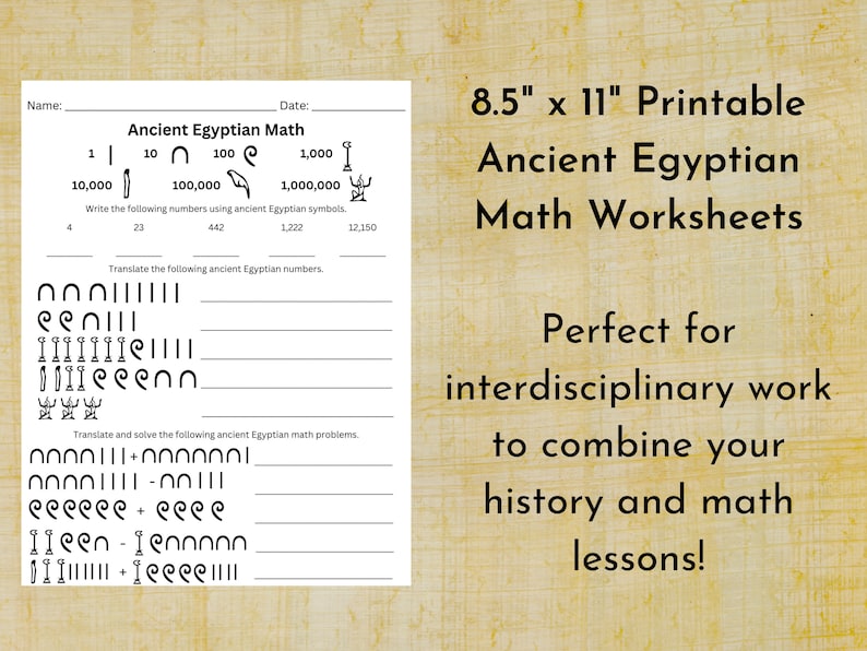 Ancient Egyptian Math Printable Worksheet | Kids Ancient Egypt School ...