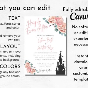 Editable Fairytale Wedding Invitation | Castle Happily Ever After ...