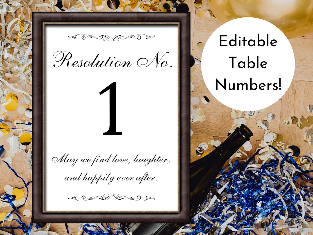 Editable NYE Table Numbers | New Year’s Eve Wedding Printable ...