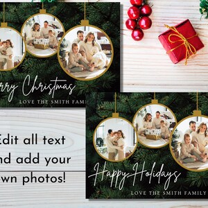 Editable Holiday Card With Photo Template | Merry Christmas Tree ...