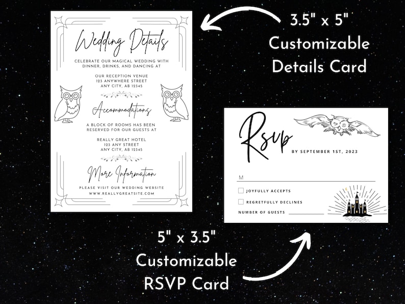 Editable Magical Wedding Invitation | Wizard Witch and Owls | Printable ...