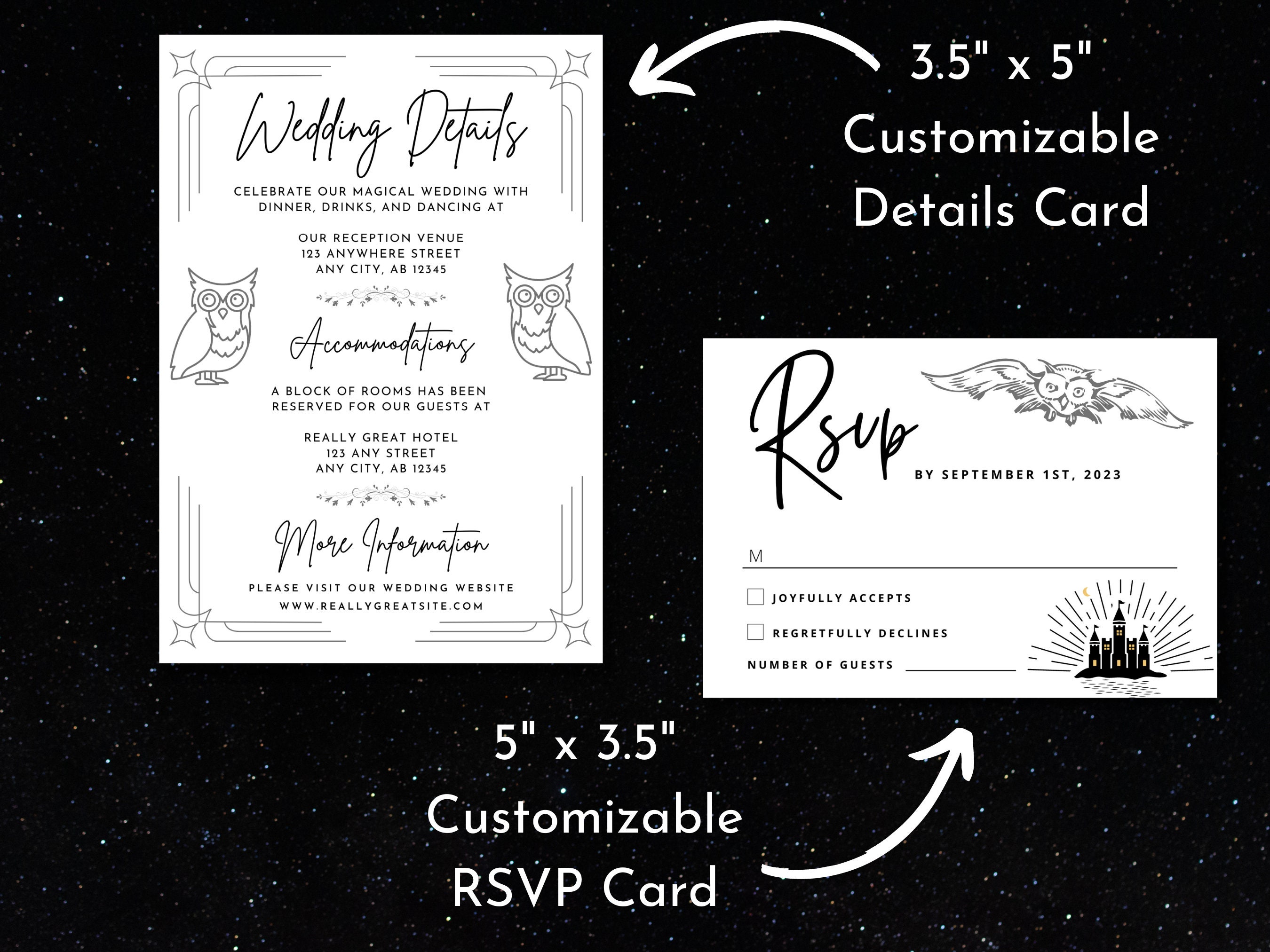 Editable Magical Wedding Invitation | Wizard Witch and Owls | Printable ...