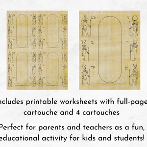 Ancient Egyptian Hieroglyphic Alphabet Cartouche Printable Worksheet ...