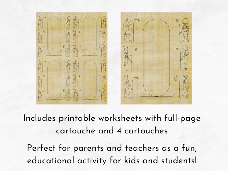 Ancient Egyptian Hieroglyphic Alphabet Cartouche Printable Worksheet ...