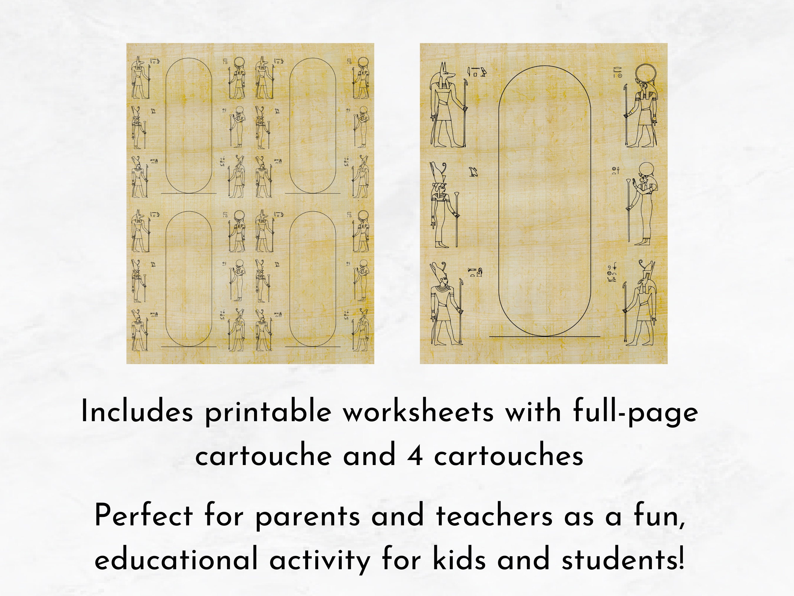 Ancient Egyptian Hieroglyphic Alphabet Cartouche Printable Worksheet ...