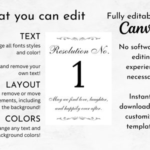 Editable NYE Table Numbers | New Year’s Eve Wedding Printable ...