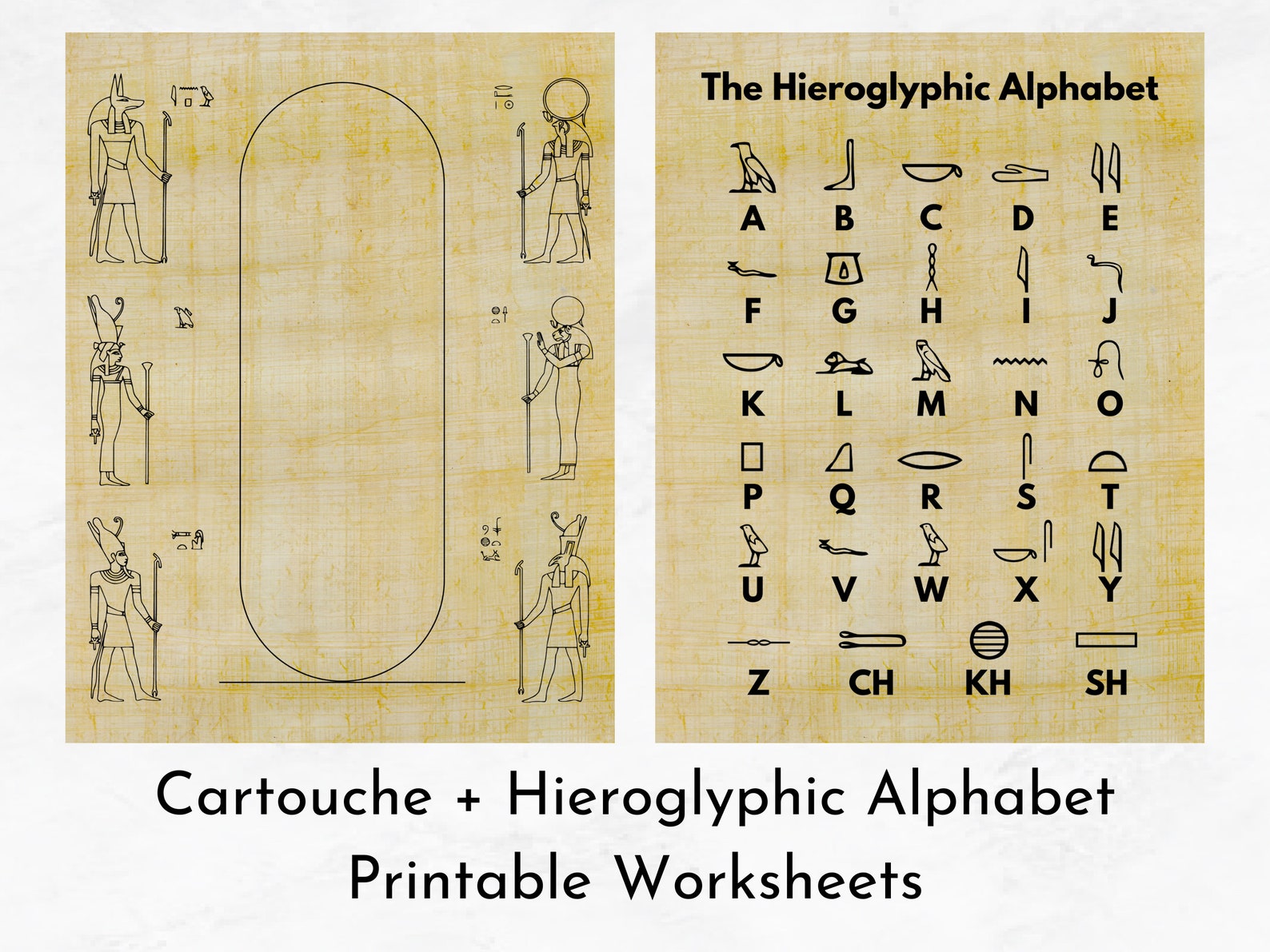 Ancient Egyptian Hieroglyphic Alphabet Cartouche Printable Worksheet ...