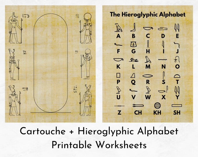 Ancient Egyptian Hieroglyphic Alphabet Cartouche Printable Worksheet ...