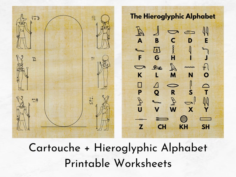 Ancient Egyptian Hieroglyphic Alphabet Cartouche Printable Worksheet ...