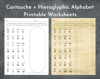 Ancient Egyptian Hieroglyphic Alphabet Cartouche Printable Worksheet ...