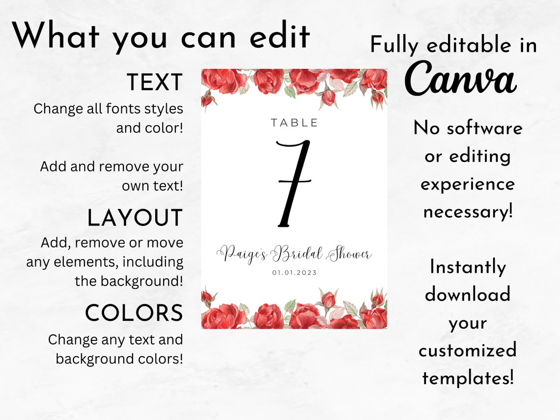 Editable Table Number, Beauty and the Beast Bridal Shower Printable ...