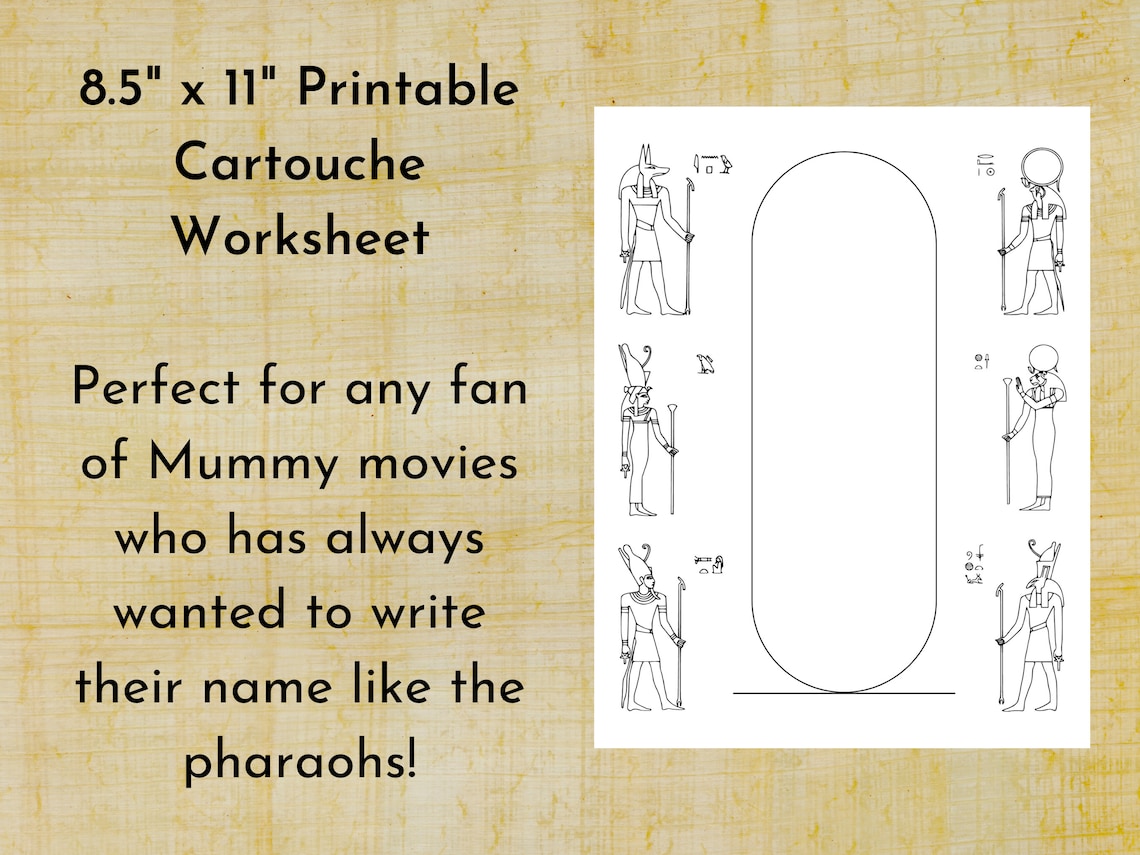 Ancient Egyptian Hieroglyphic Alphabet Cartouche Printable Worksheet ...