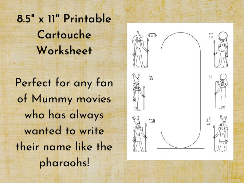 Ancient Egyptian Hieroglyphic Alphabet Cartouche Printable Worksheet ...
