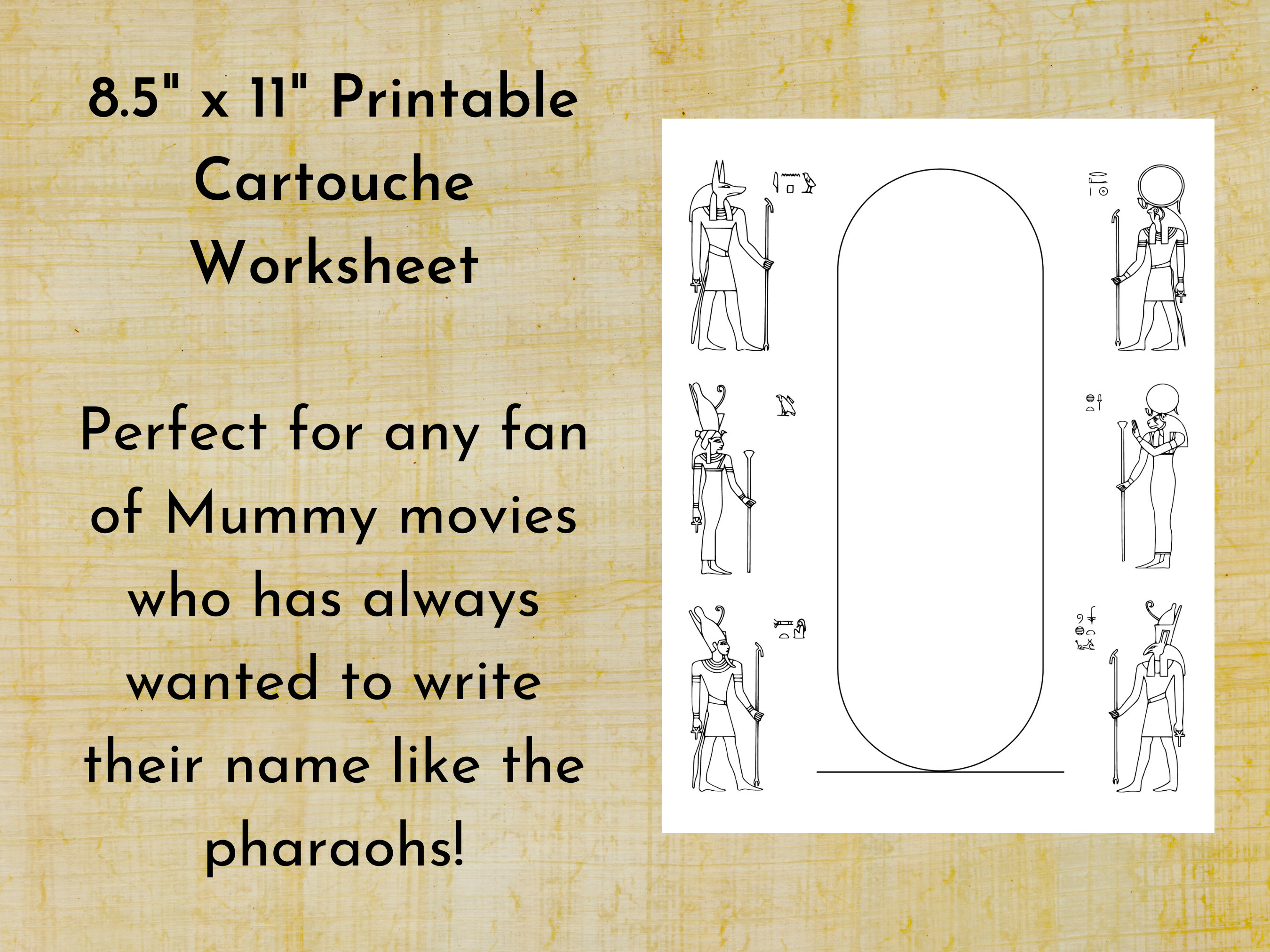 Ancient Egyptian Hieroglyphic Alphabet Cartouche Printable Worksheet ...