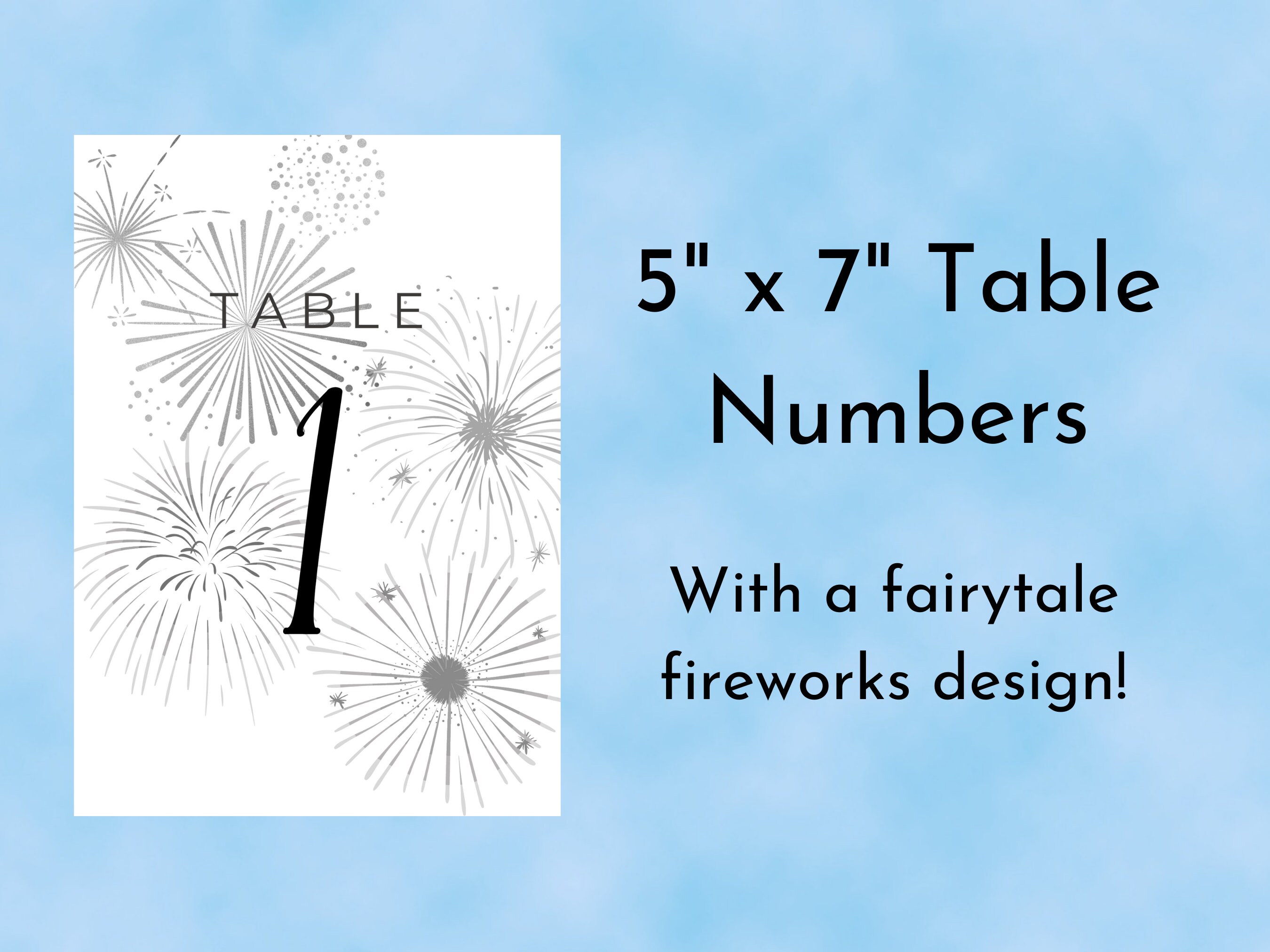 Editable Table Number Fireworks Fairytale Wedding Printable Table ...