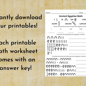Ancient Egyptian Math Printable Worksheet | Kids Ancient Egypt School ...
