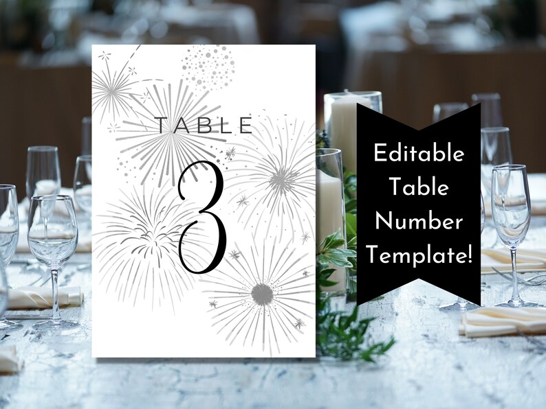 Editable Table Number Fireworks Fairytale Wedding Printable Table ...