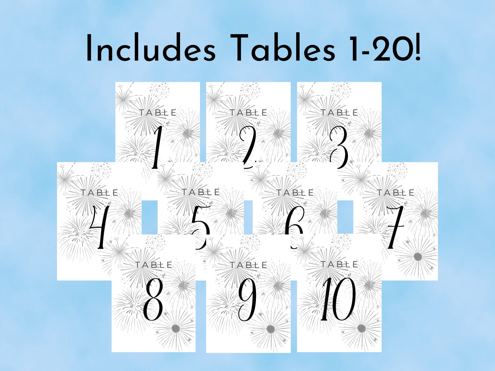 Editable Table Number Fireworks Fairytale Wedding Printable Table ...