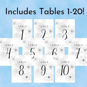 Editable Table Number Fireworks Fairytale Wedding Printable Table ...