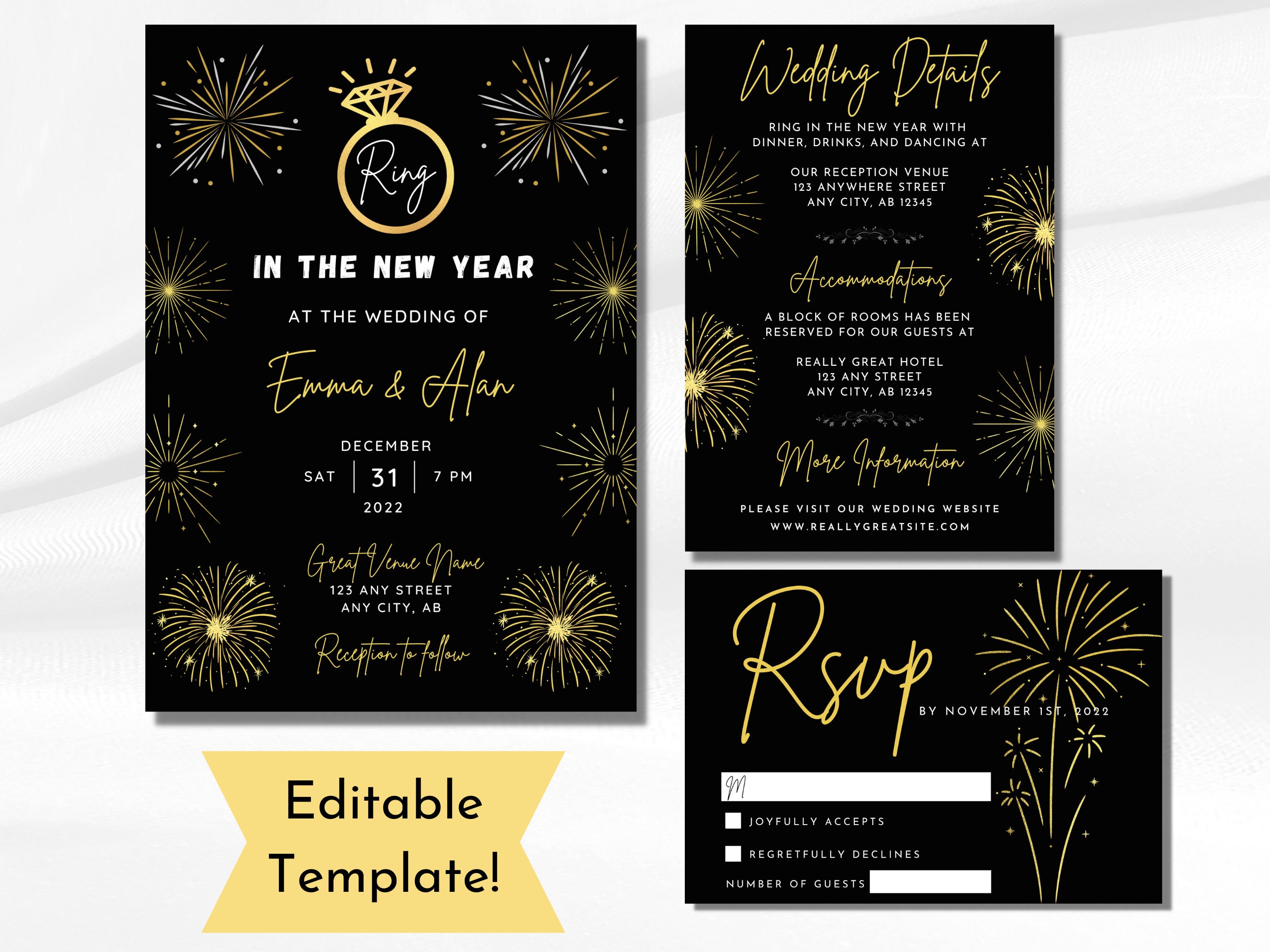 Wedding Invitation Wording New Years Eve